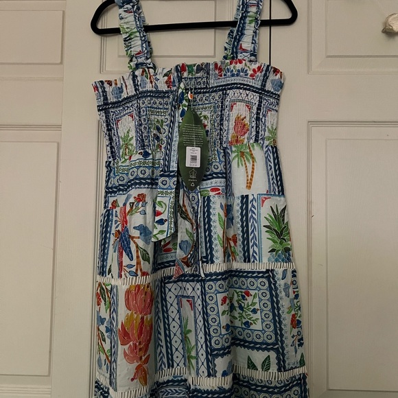 FARM Rio | Dresses | Farm Rio Tropical Tiles Square Neck Maxi Dress ...